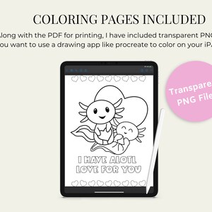 Adorable Axolotl Valentines and Coloring Pages - PDF Printable Coloring ...