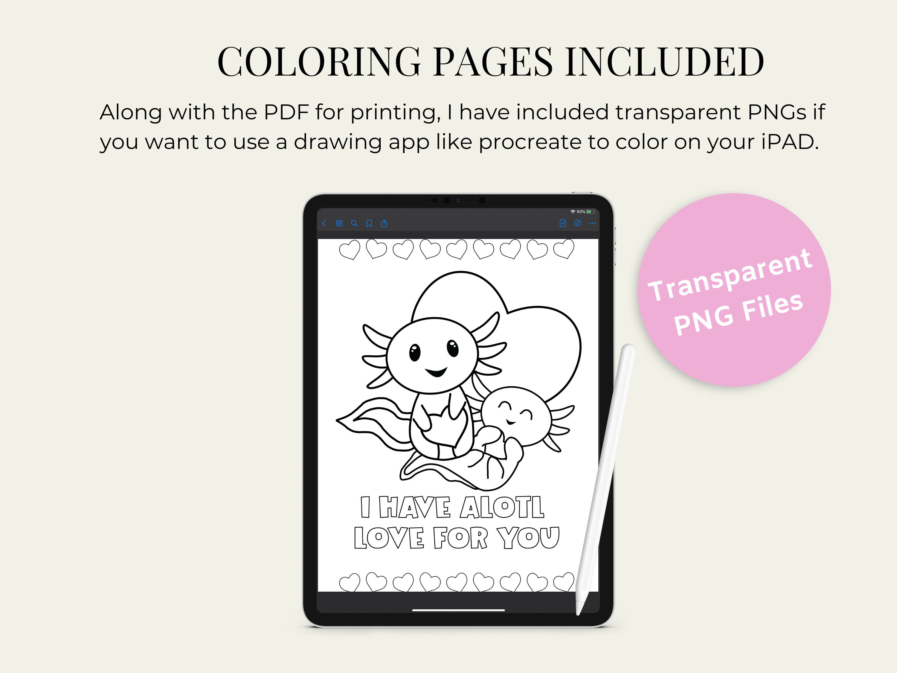 Adorable Axolotl Valentines and Coloring Pages - PDF Printable Coloring ...