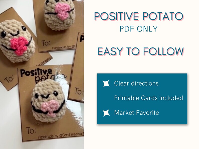 Positive Potato Amigurumi Crochet Pattern With Bonus Printables Digital ...