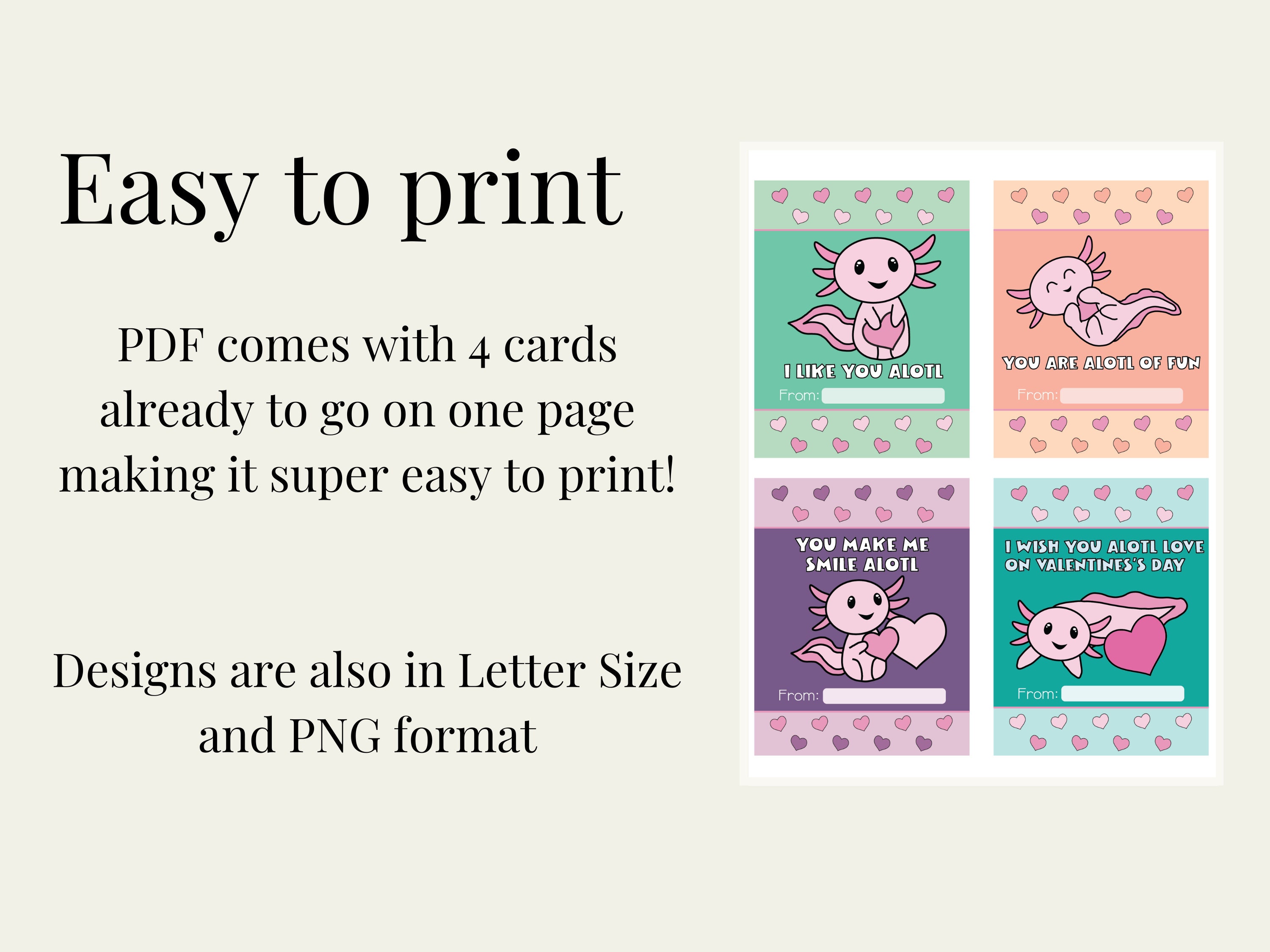 Adorable Axolotl Valentines and Coloring Pages - PDF Printable Coloring ...