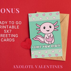 Adorable Axolotl Valentines and Coloring Pages - PDF Printable Coloring ...