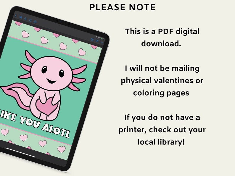 Adorable Axolotl Valentines and Coloring Pages - PDF Printable Coloring ...