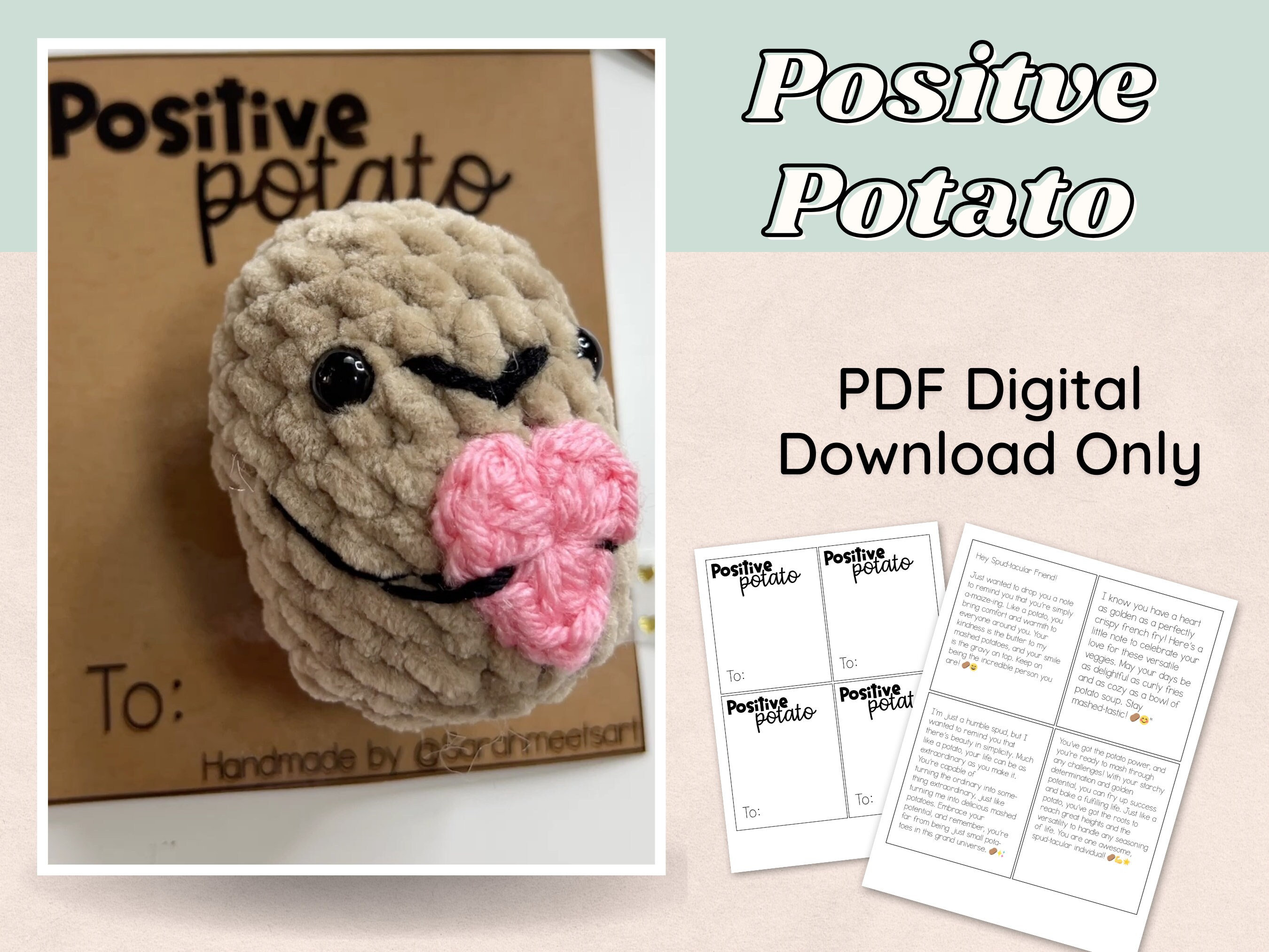 Positive Potato Amigurumi Crochet Pattern With Bonus Printables Digital ...