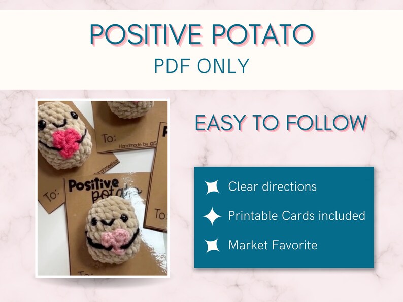 Positive Potato Amigurumi Crochet Pattern With Bonus Printables Digital ...