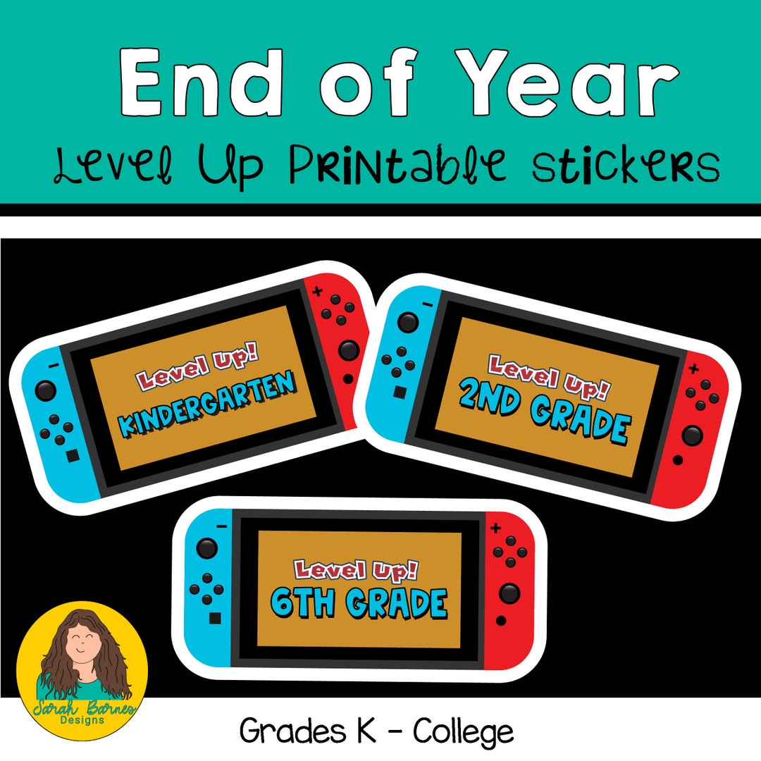 End of School Year Grade Level up Printable Stickers PNG - Etsy