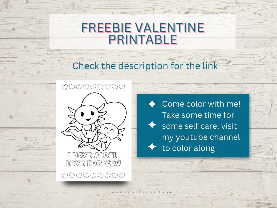 Adorable Axolotl Valentines and Coloring Pages PDF Printable Coloring ...