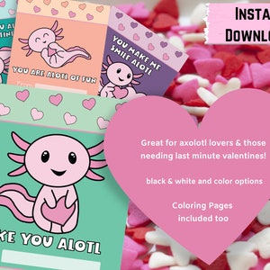 Adorable Axolotl Valentines and Coloring Pages - PDF Printable Coloring ...