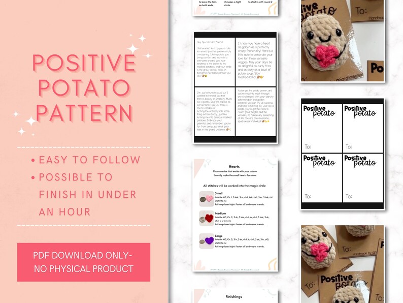Positive Potato Amigurumi Crochet Pattern With Bonus Printables Digital ...