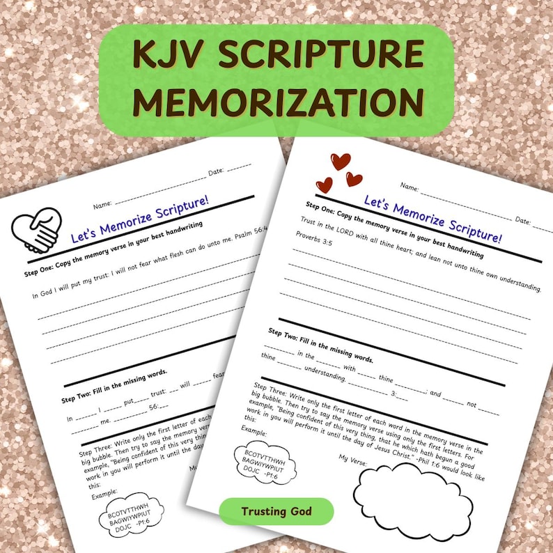 Scripture Memorization Worksheets - Verses on Trusting God - 10 Pages ...