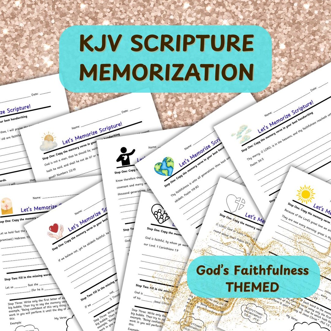 Scripture Memorization Bible Worksheets - God's Faithfulness - 10 Pages ...