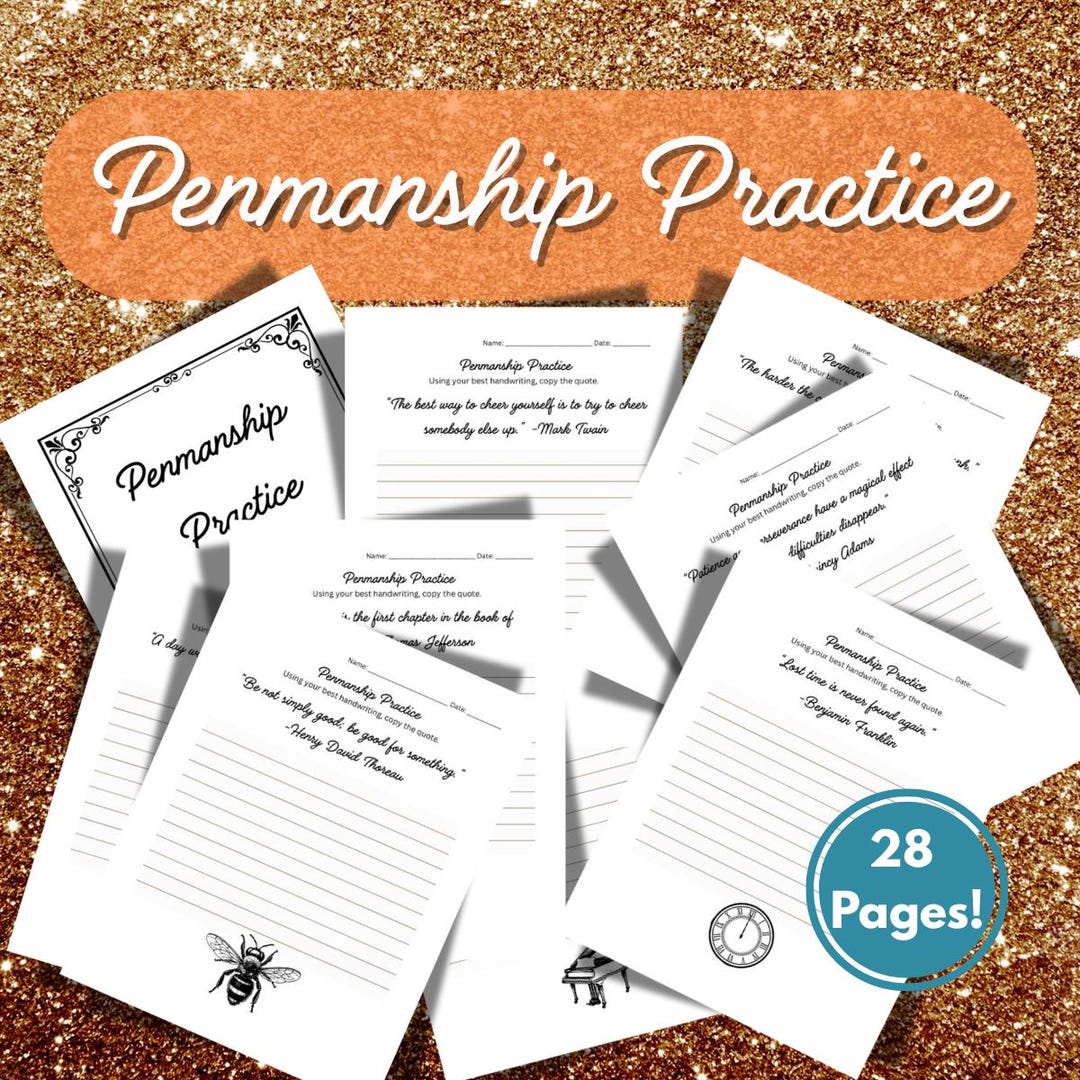 Penmanship Practice - 28 Pages PDF - Presidents and Authors Quotes ...