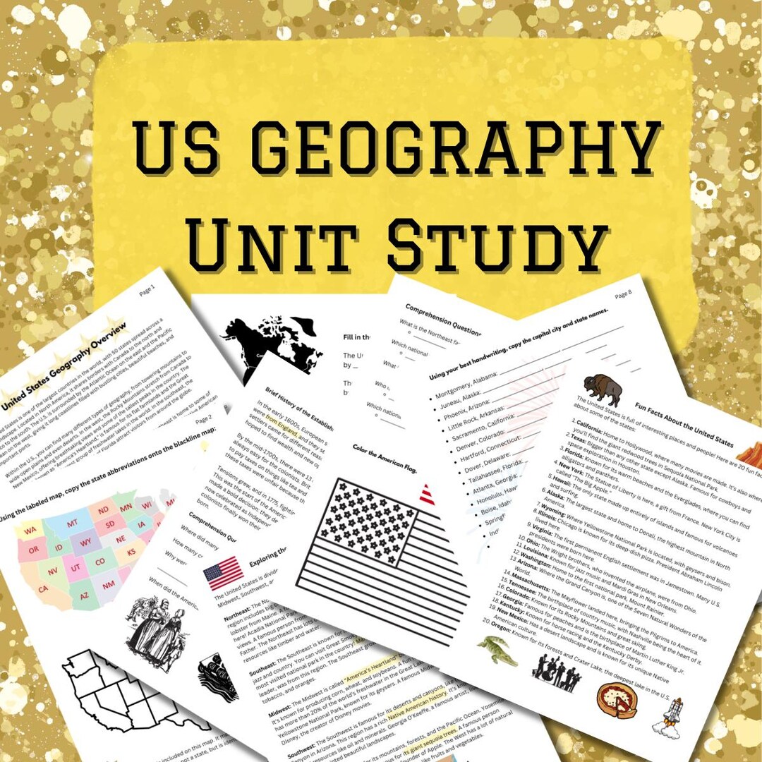 US Geography Unit Study: States, Capitals, and More (digital Download ...