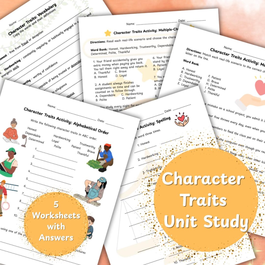 Character Traits - Independent Practice - Homeschool Printable - Lesson ...