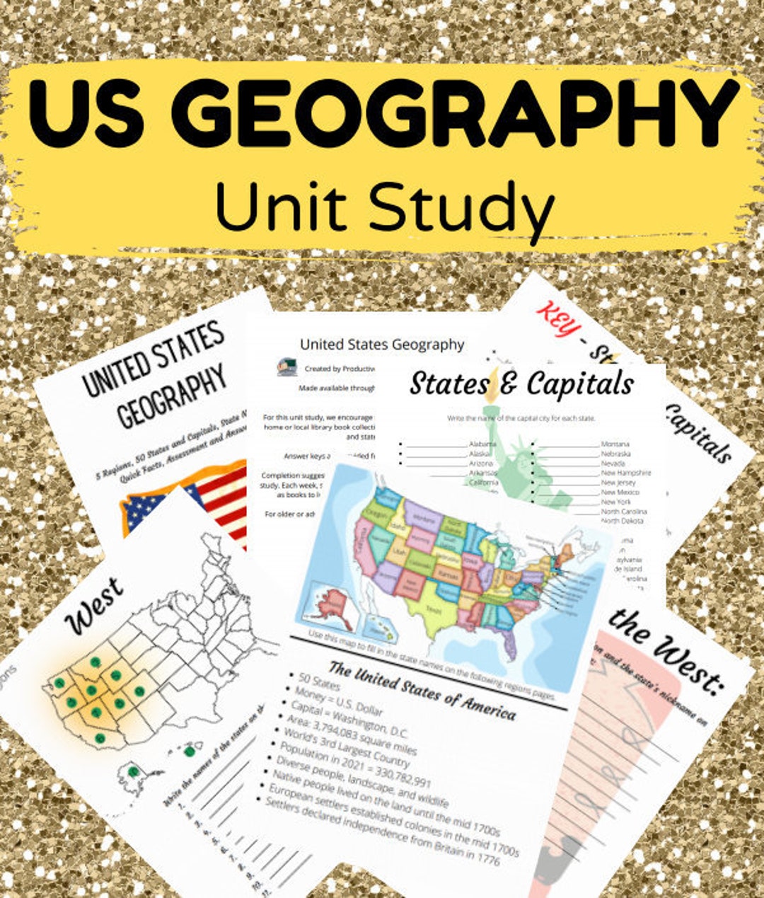 US Geography Unit Study: States & Capitals (digital Download) - Etsy