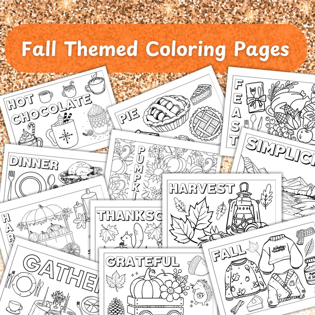 Fall Coloring Pages – 20 Autumn Activity Sheets (PDF Download) - Etsy
