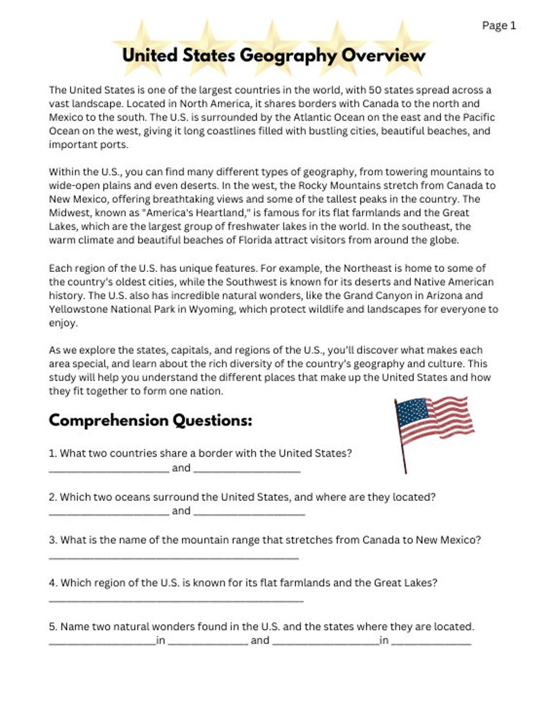 United States Geography Unit Study for Kids 8-14 - Etsy