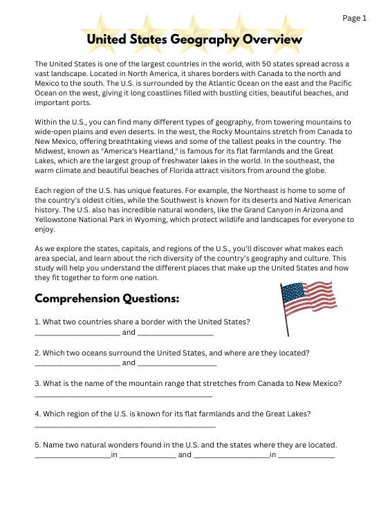 United States Geography Unit Study for Kids 8-14 - Etsy