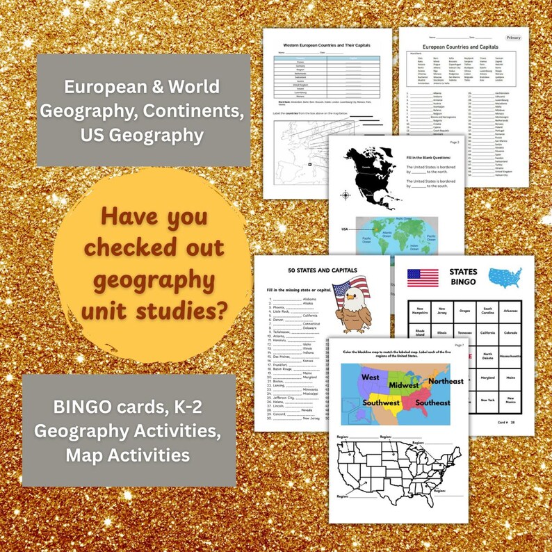 US Geography Unit Study: States, Capitals, and More (digital Download ...