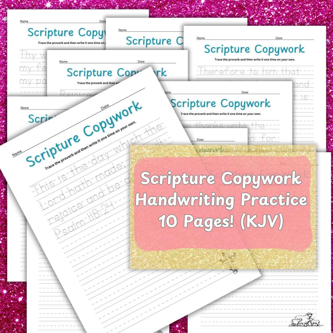 KJV Bible Scripture Copywork – Printable Handwriting Practice, Psalms ...
