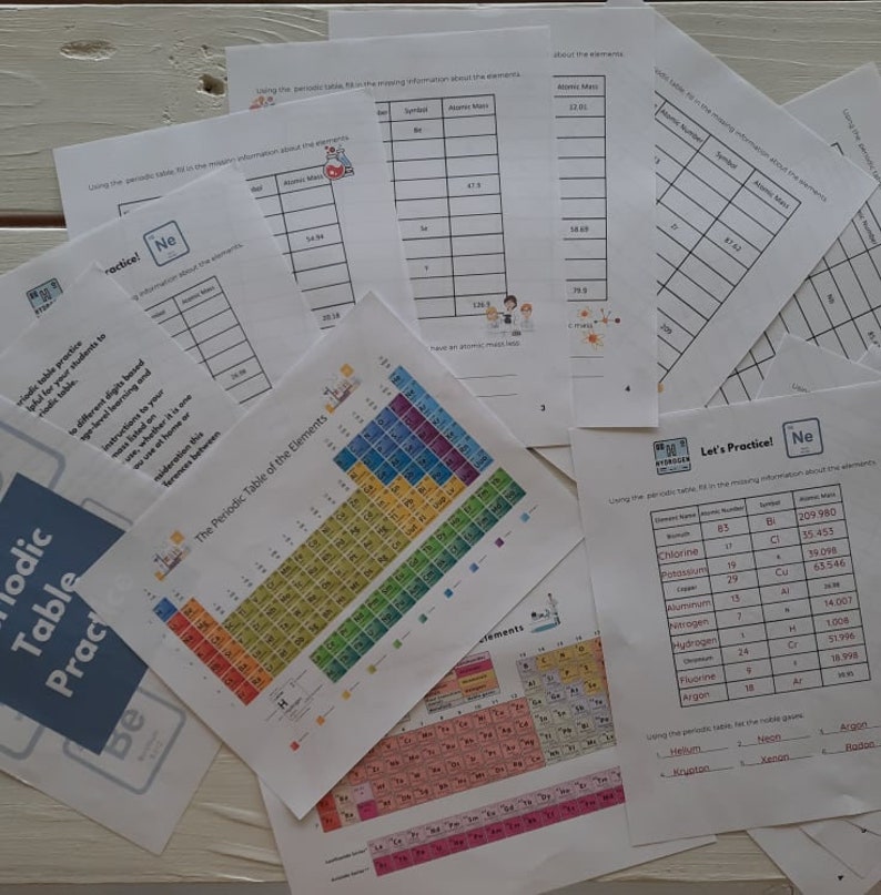 Printable Periodic Table Practice Worksheets - 6 Worksheets With Answer ...
