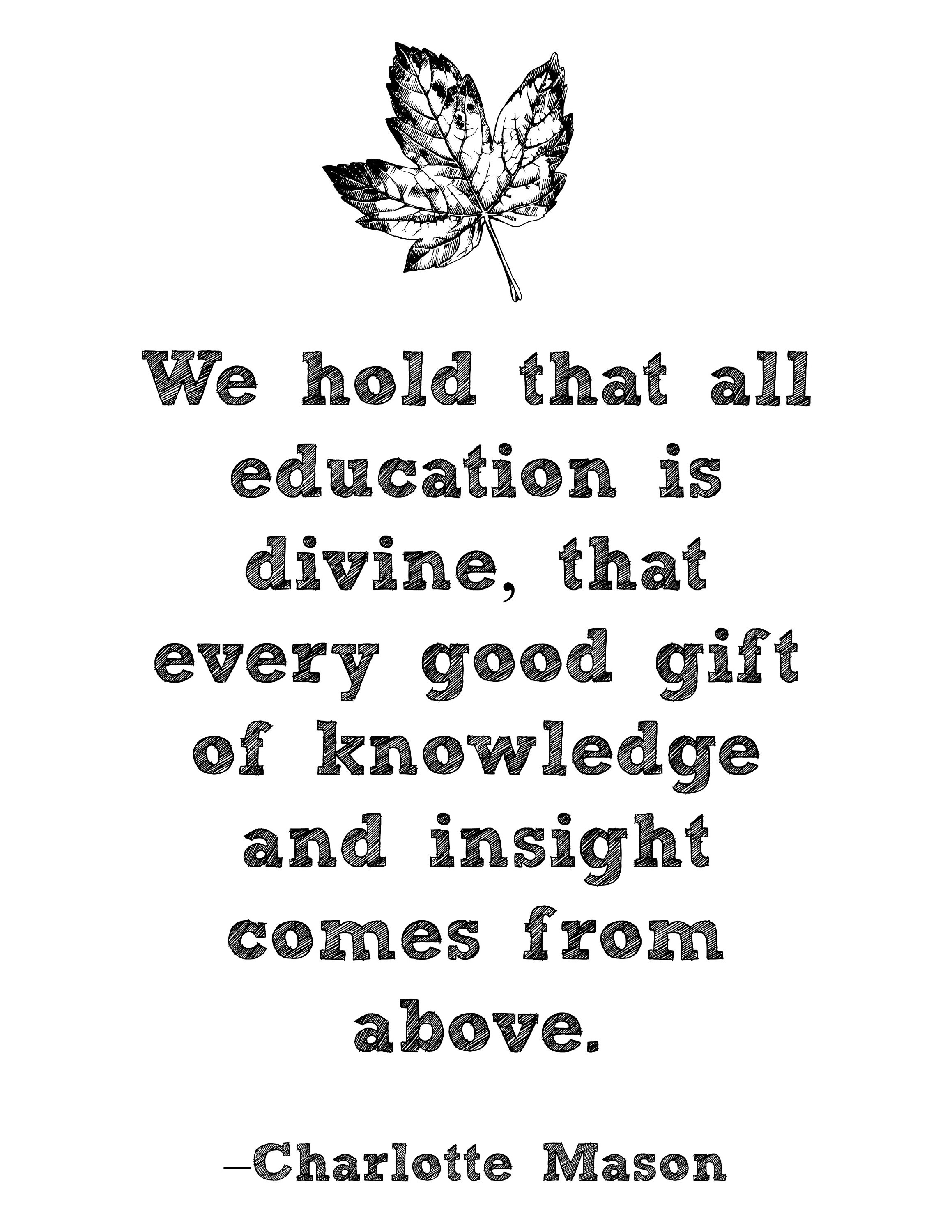 Charlotte Mason Quote Printable - Digital Art Image - Education ...