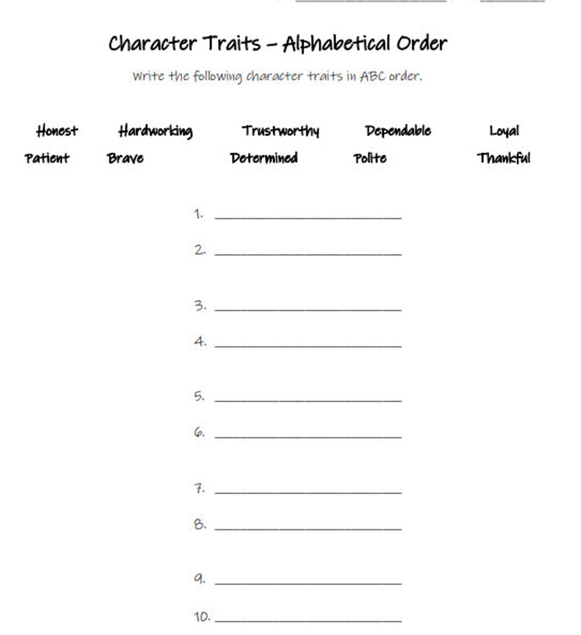 Character Traits - Independent Practice - Homeschool Printable - 4 ...