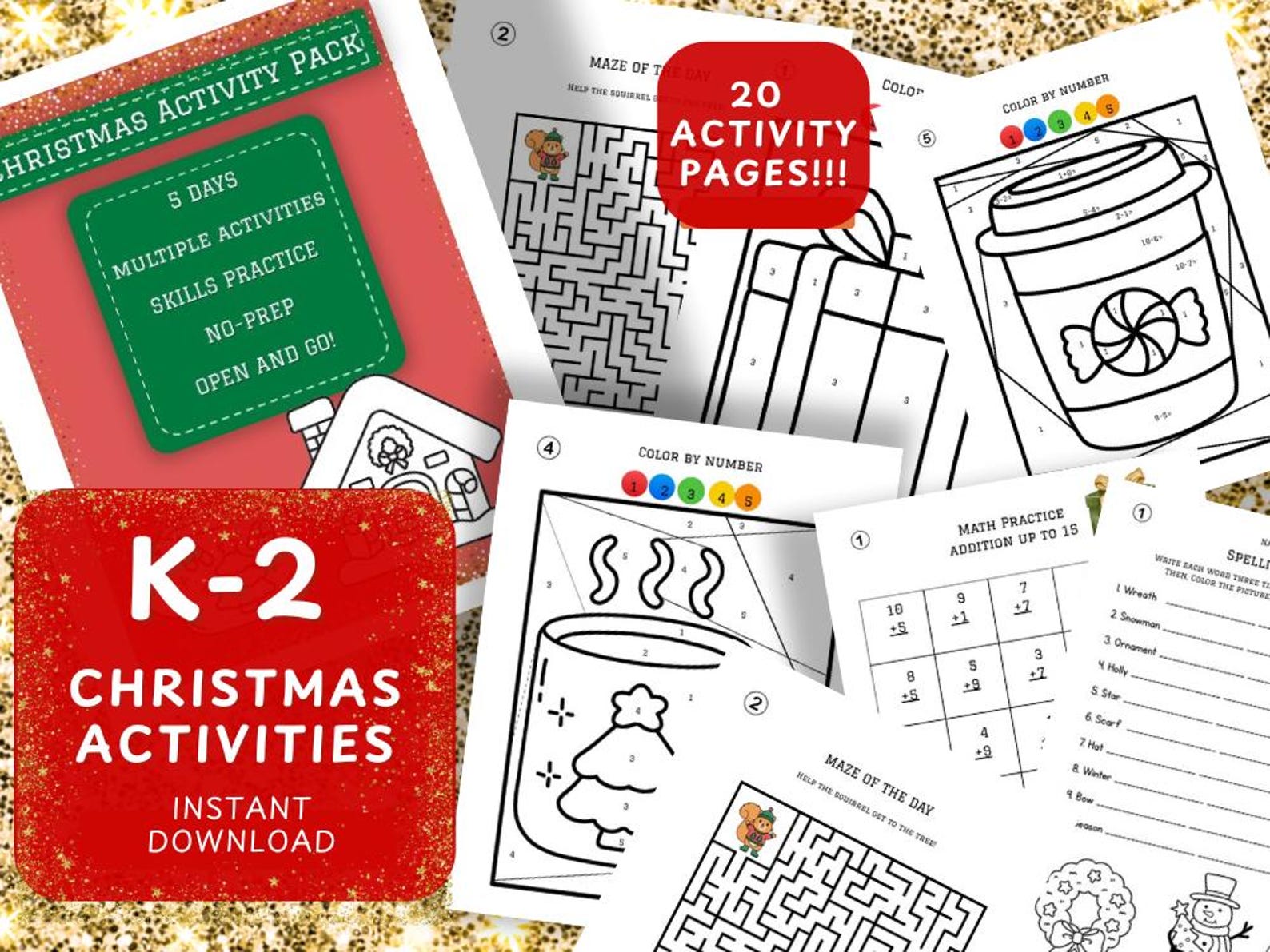 Christmas Activity Packet Education Worksheets for Kids: Elementary ...