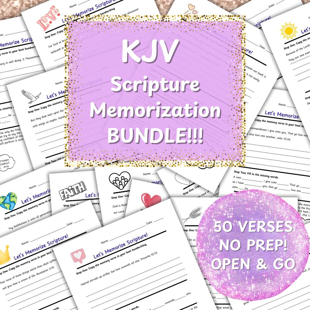 Scripture Memorization Printable Bundle | Bible Verse Worksheets ...