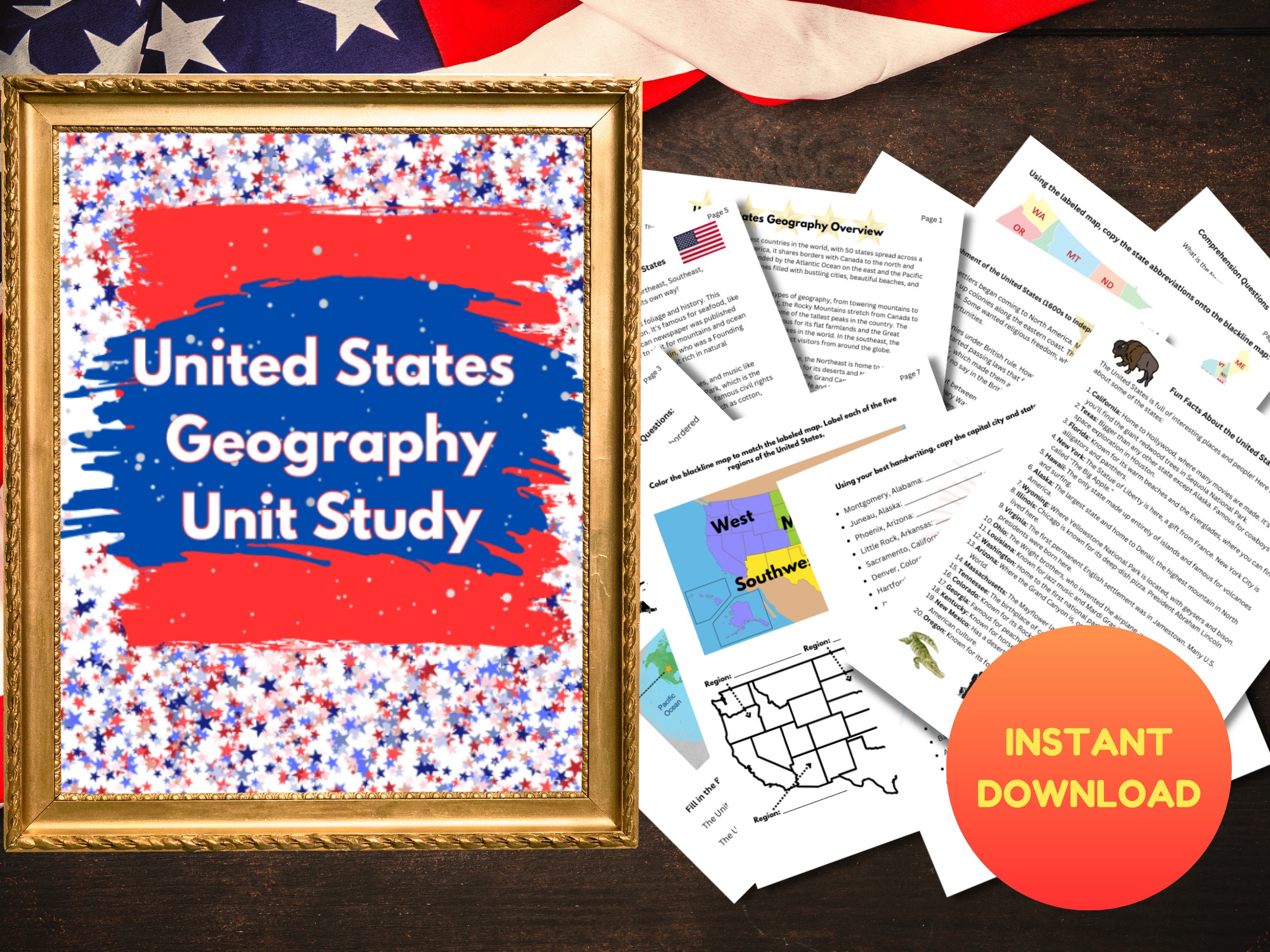 United States Geography Unit Study for Kids 8-14 - Etsy