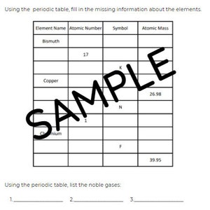 Printable Periodic Table Practice Worksheets - 6 Worksheets With Answer ...