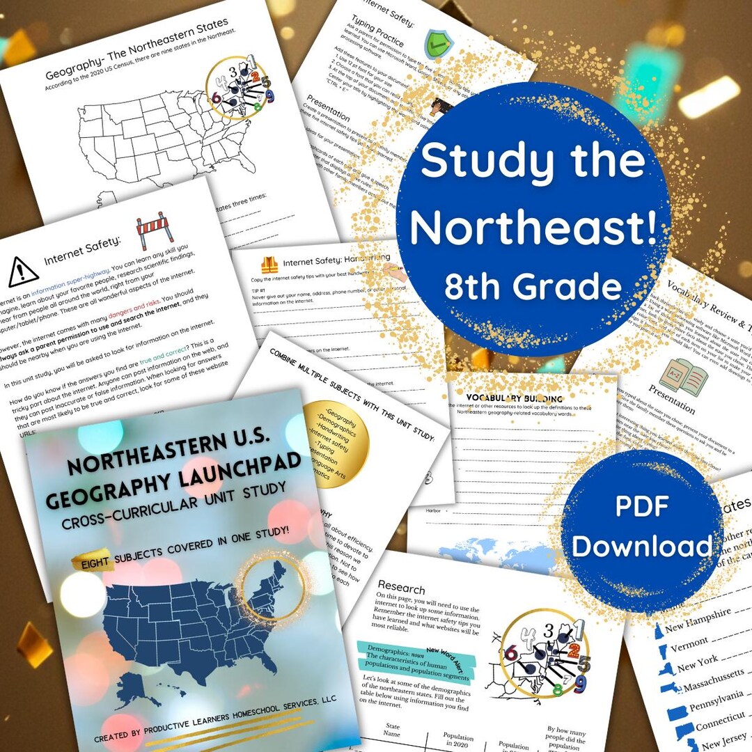 USA Geography Unit Study – 6th - 8th Grade Middle School Worksheet ...