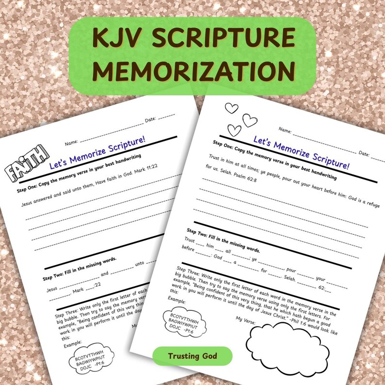Scripture Memorization Worksheets - Verses on Trusting God - 10 Pages ...