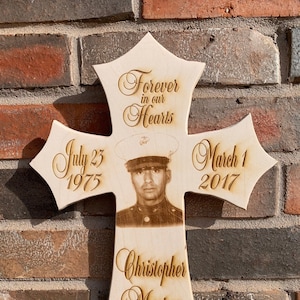 Personalized Photo Cross Decor - Memory Cross - Engraved Wood Photo ...