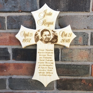 Personalized Photo Cross Decor - Memory Cross - Engraved Wood Photo ...
