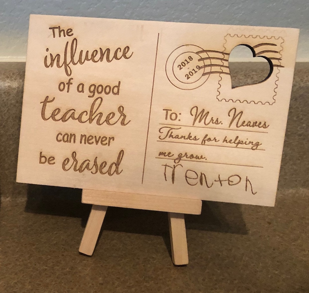 Personalized Engraved Wood Postcard: Teacher Appreciation Gift - Etsy