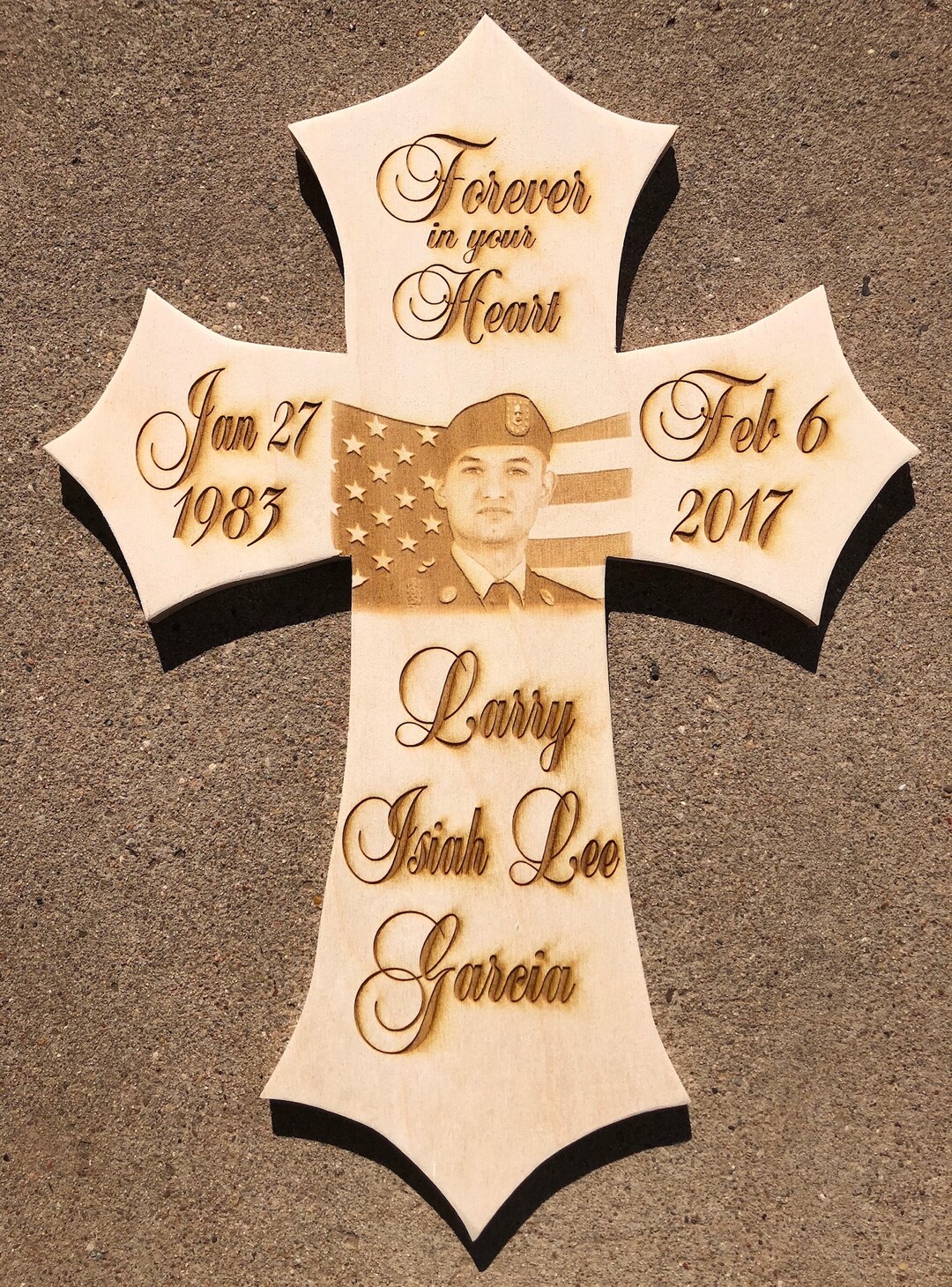 Personalized Photo Memorial Cross: Engraved Baltic Birch Wood Decor - Etsy