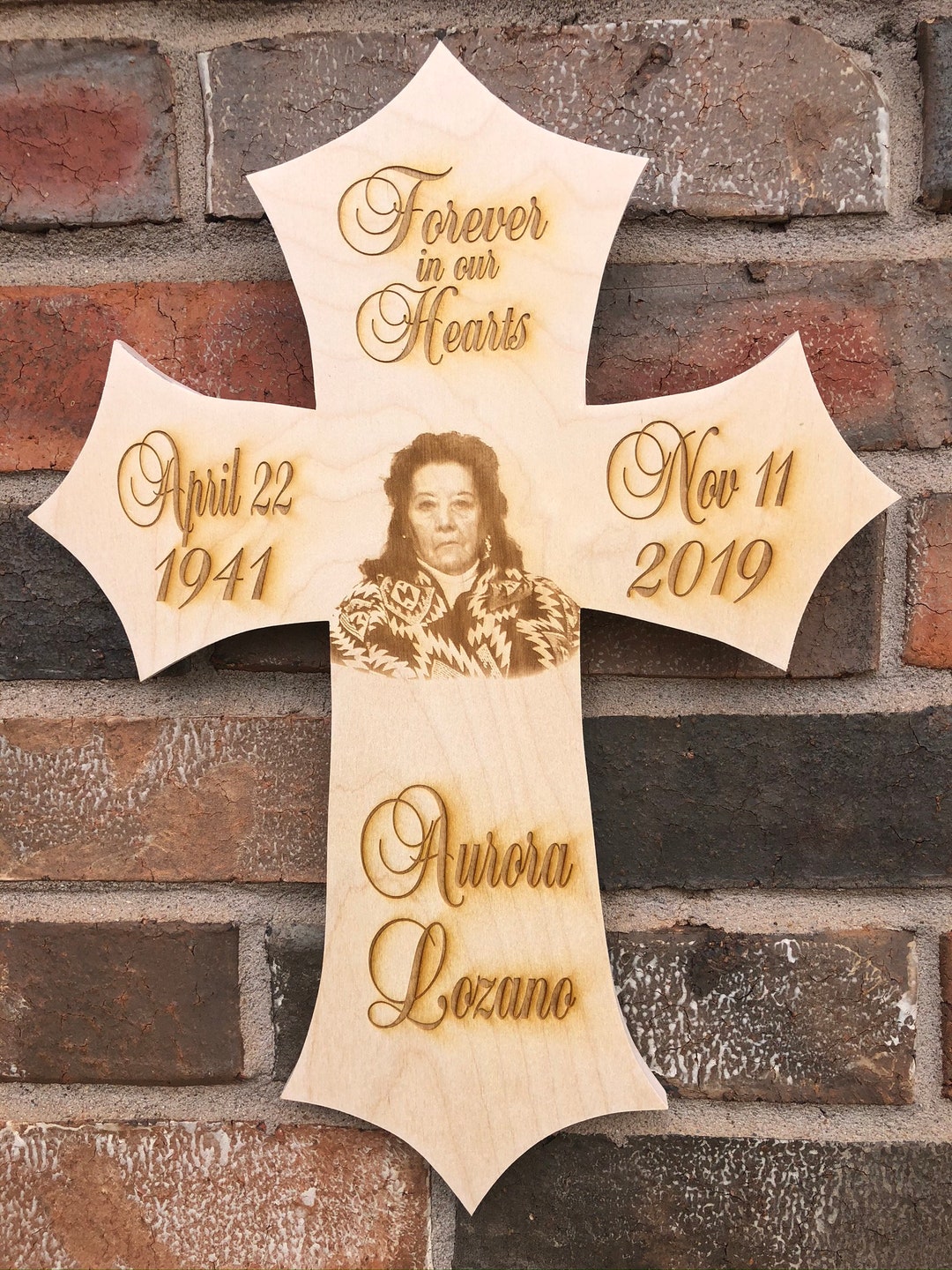Personalized Photo Cross Decor Memory Cross Engraved Wood Photo - Etsy