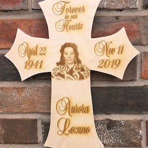 Personalized Photo Memorial Cross: Engraved Baltic Birch Wood Decor - Etsy