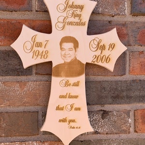 Personalized Photo Cross Decor - Memory Cross - Engraved Wood Photo ...