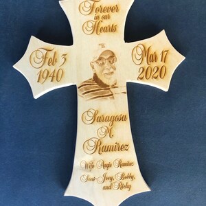 Personalized Photo Cross Decor Memory Cross Engraved Wood Photo ...