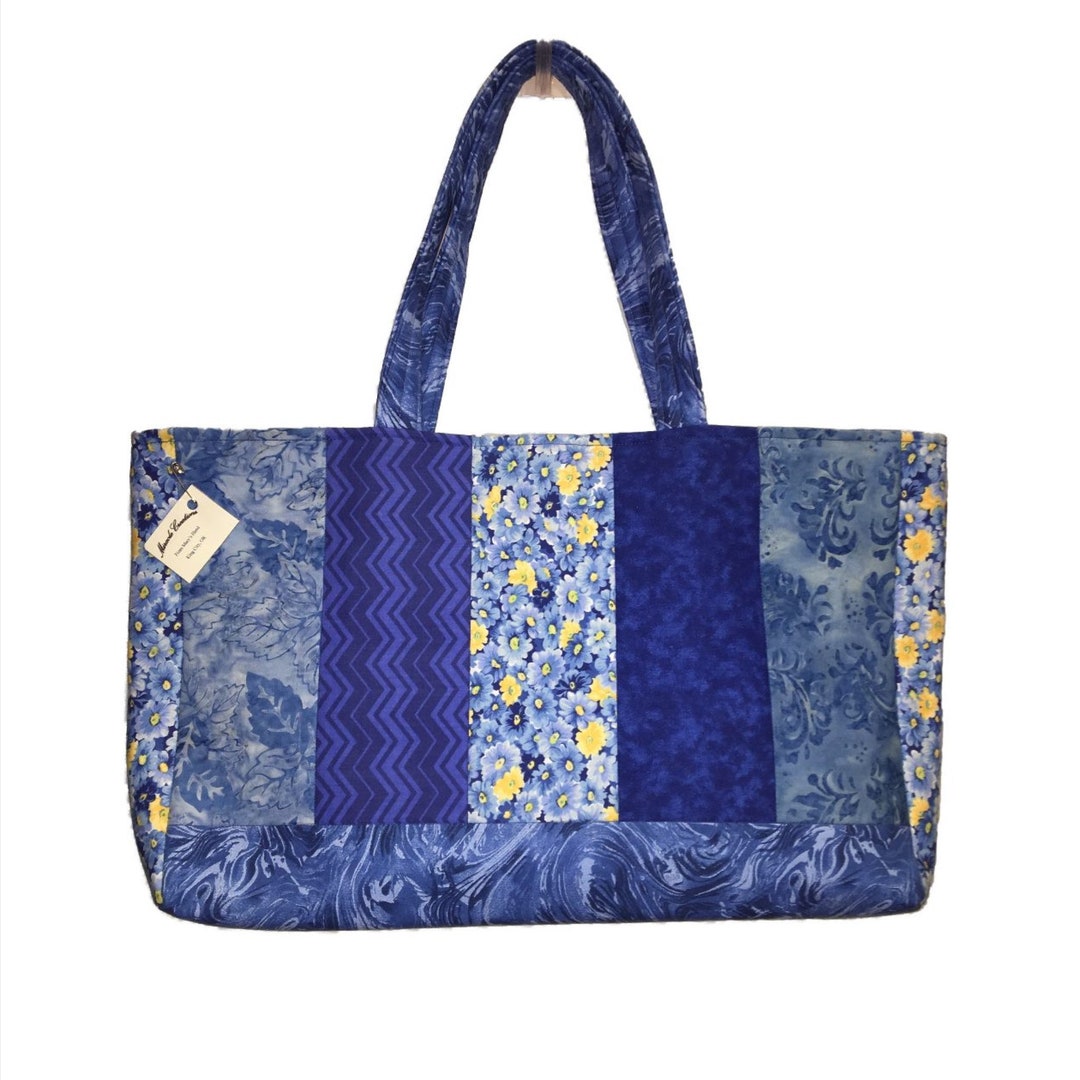 Blue Tote, Womens Handbags, Ladies Purses, Handmade Tote, Lined With ...