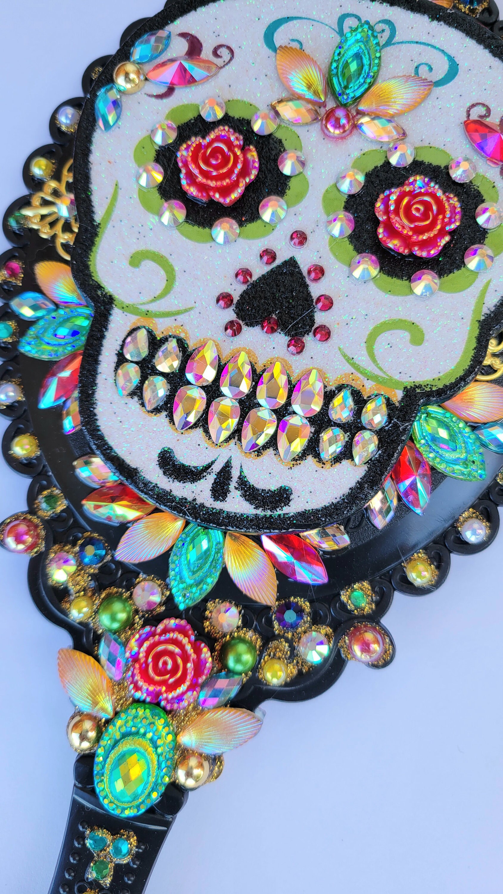 Fanciful Red Sugar Skull Mirror - Etsy