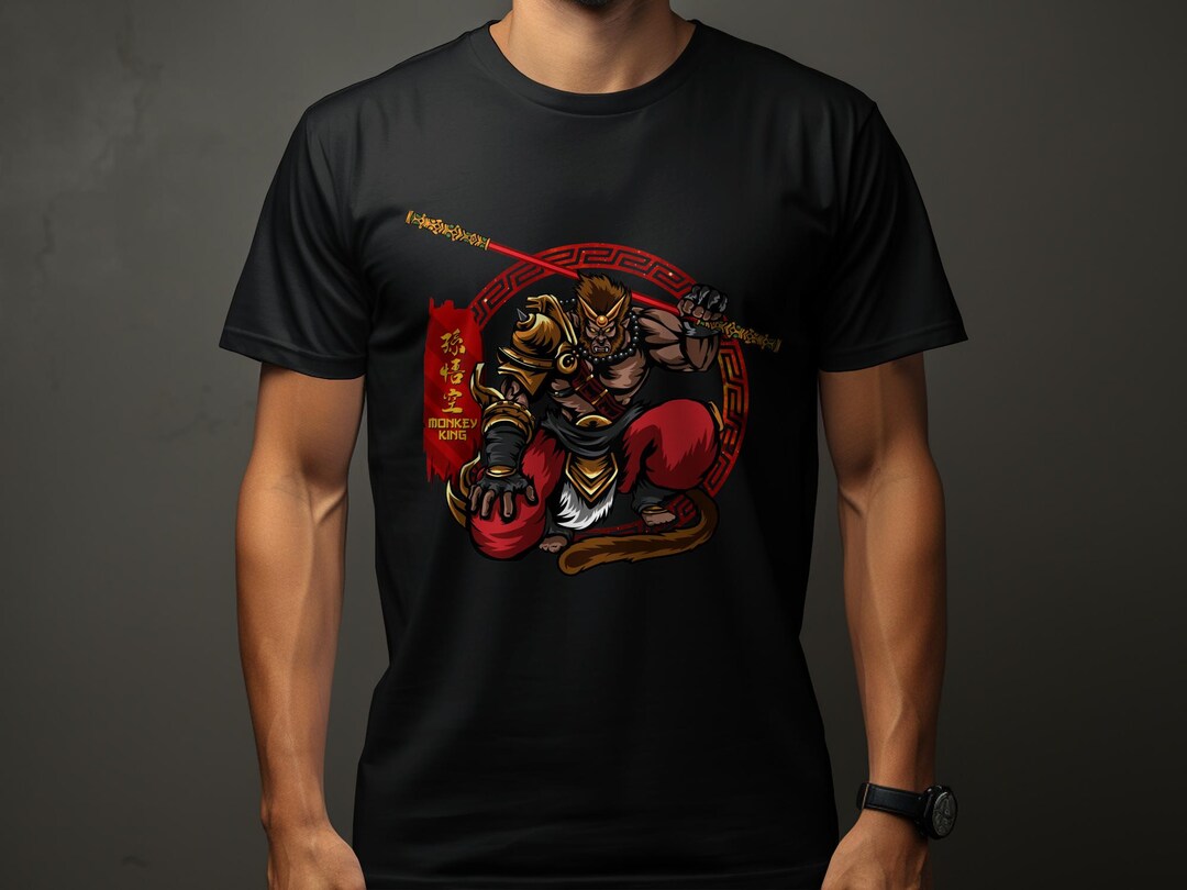 Monkey King Sun Wukong T-shirt, Chinese Mythology Gods Tee, Mythical ...