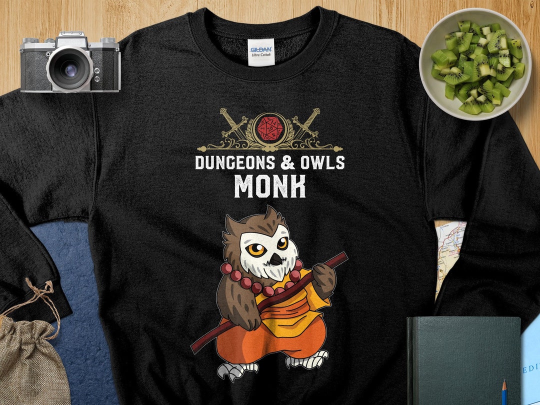 Dungeons and Owls Monk Shirt DND Inspired Gift D&D Fans Tabletop D20 ...
