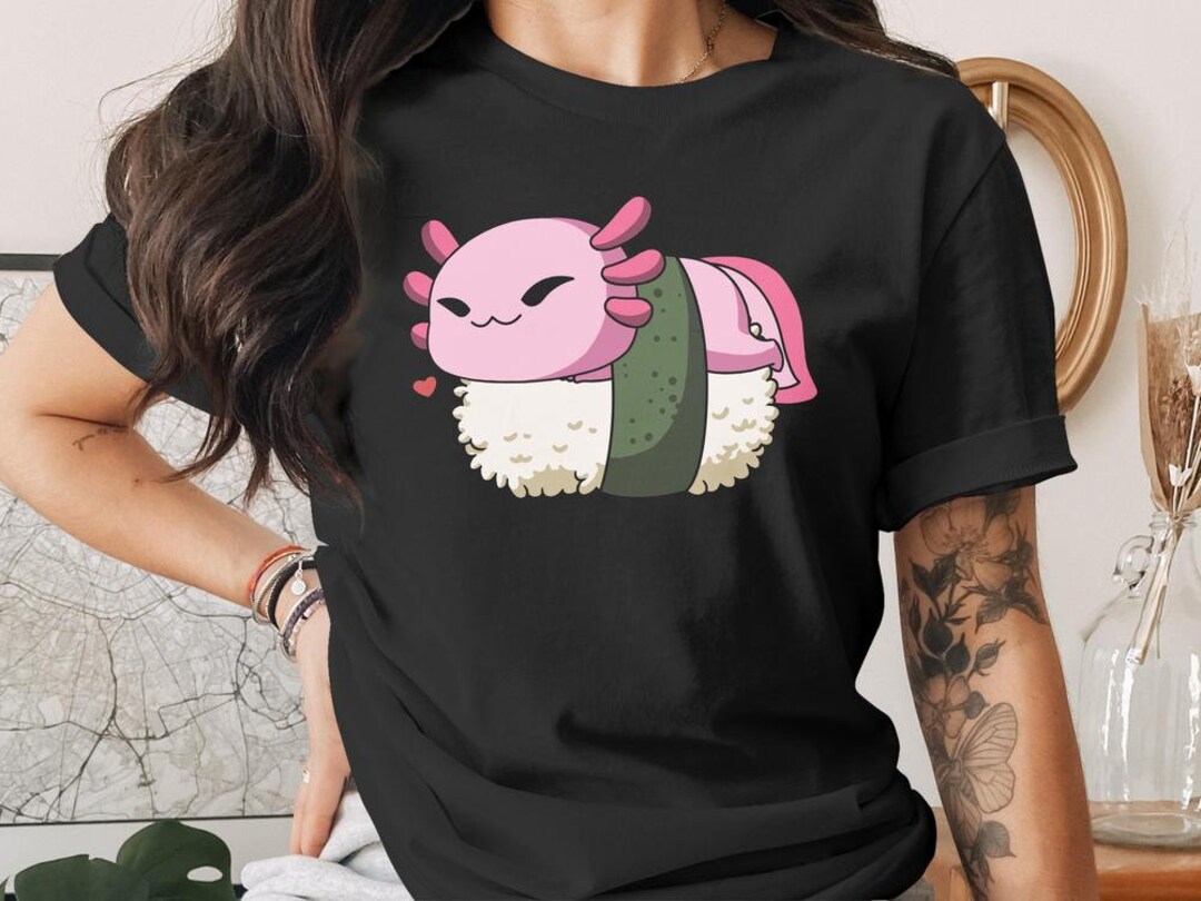 Cute Sushi Axolotl T-shirt, Japanese Anime Gift, Kawaii Anime Sushi ...