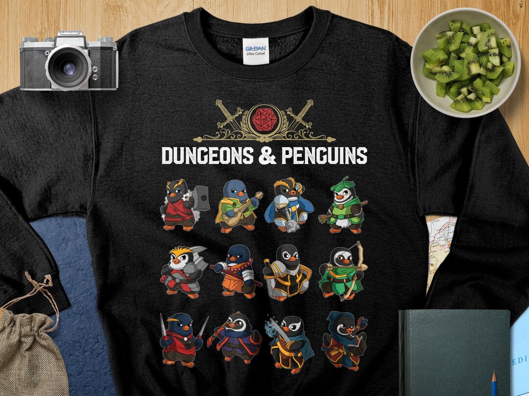 Dugeons and Penguins Shirt DND Inspired Gift D&D Fans Tabletop D20 Dice ...