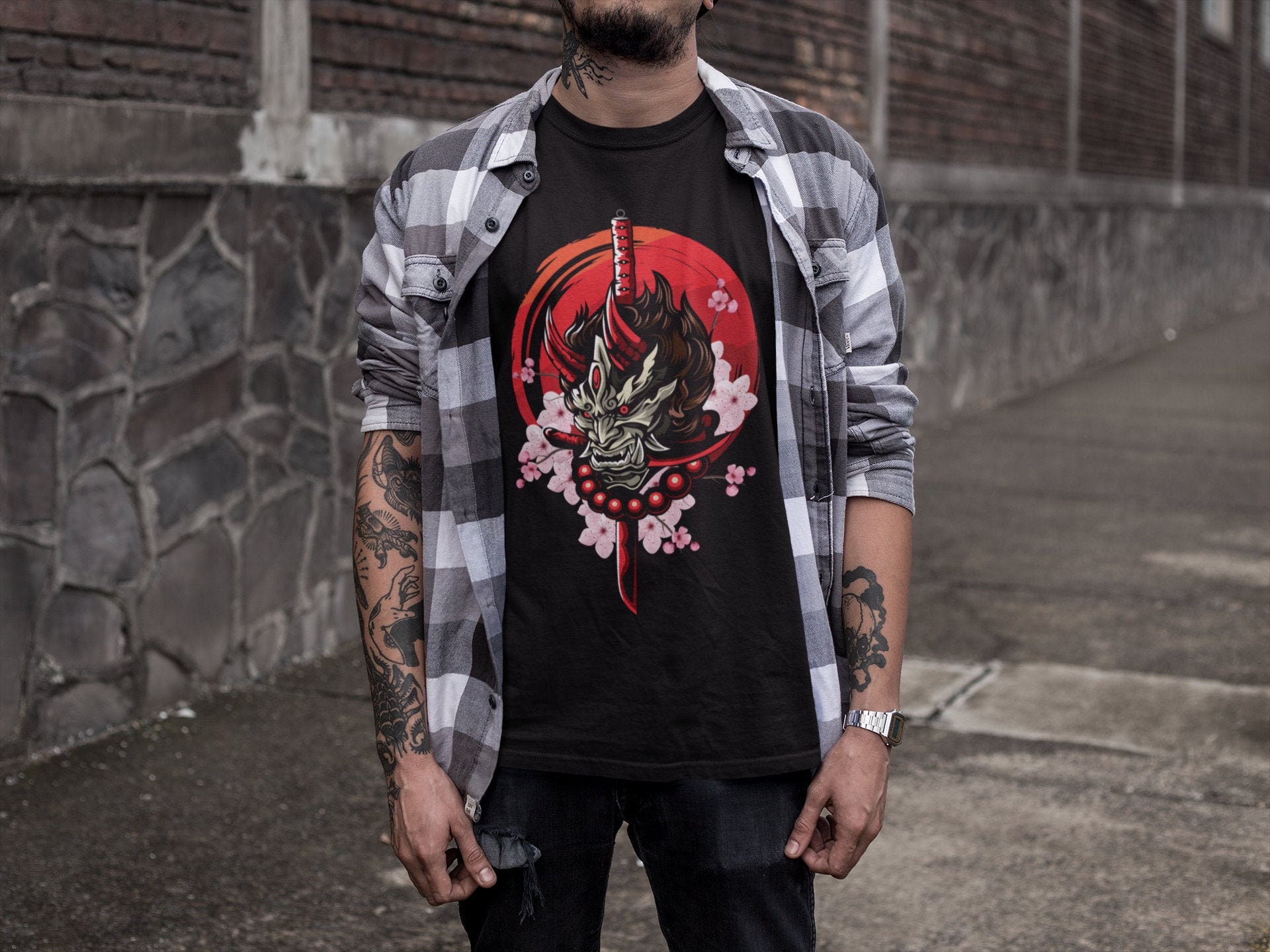 Camisa japonesa samurai oni demoníaca espada japonesa samurai - Etsy España