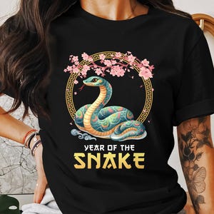 Chinese New Year Snake T-shirt Lunar New Year Zodiac Snake Tee Cherry ...