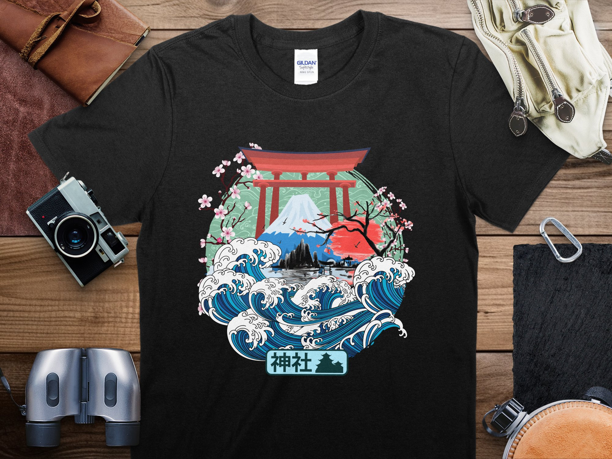 Japanese Wave Mt. Fuji Cherry Blossom Wave Graphic T-shirt, Unisex Art ...