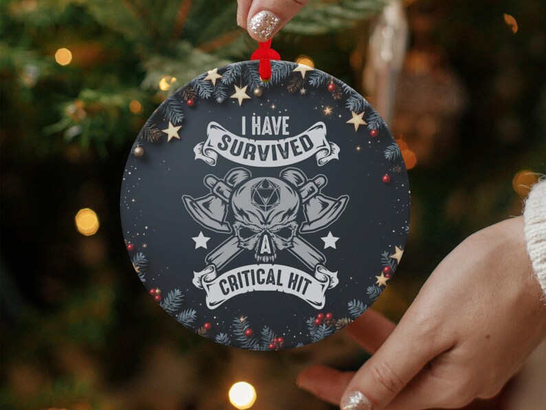 Survived Critical Hit Ornament, Tabletop RPG Gamer Gift, Fantasy ...